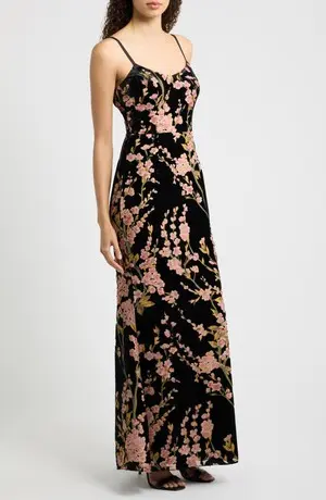 Dress The Population Giovanna Floral Mermaid Cocktail Dress - Black Multi