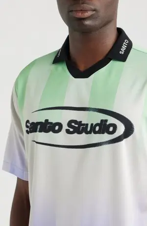 SANTO STUDIO Club Jersey Polo Shirt With Gradient Stripes
