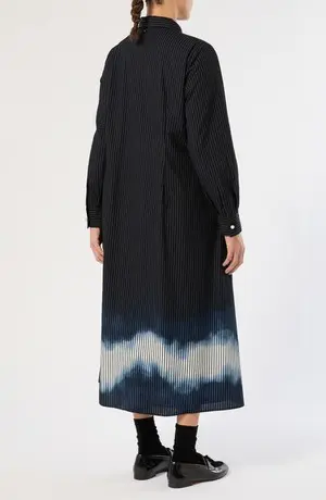 Marina Rinaldi Flock Pinstripe Shirtdress