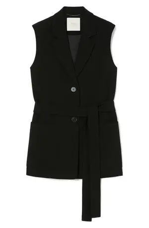 Marina Rinaldi Belted Vest With Notched Lapels