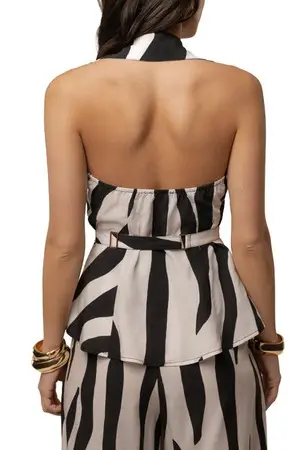 JLUXLABEL Zebra Tailored Halter Top