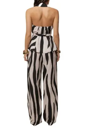 JLUXLABEL Zebra Tailored Halter Top