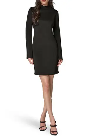 DONNA KARAN NEW YORK Mock Neck Long Sleeve Heavy Scuba Crepe Minidress