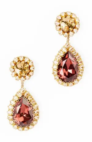 Deepa Gurnani Rekhi Drop Earrings With Crystal Clusters - Amethyst