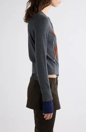 Acne Studios Kohona Argyle Silk & Wool Cardigan