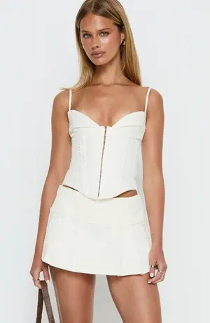 Princess Polly Amoure Pleated Micro Skort - Cream