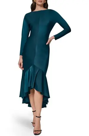 Donna Karan New York Long Sleeve Ruffle Hem High-low Dress - Hudson