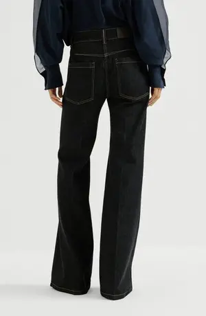 Brunello Cucinelli Monili Embellished No-fade Denim Flared Trousers