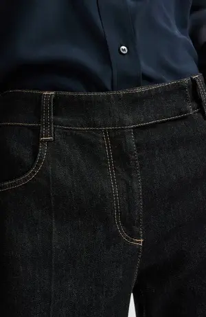 Brunello Cucinelli Monili Embellished No-fade Denim Flared Trousers