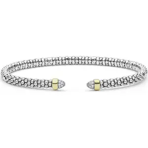 Lagos Signature Caviar Sterling Silver & 14k Gold Diamond Cuff - Two-tone