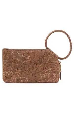 Hobo Sable Leather Wristlet With Hoop Handle