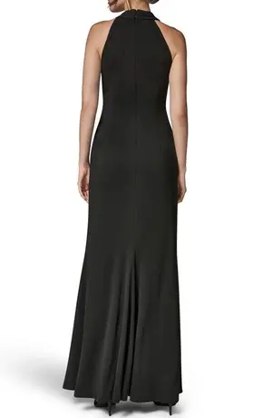 Donna Karan New York Sleeveless Jersey Gown With Hardware Detail And Slit