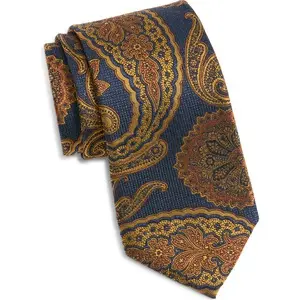 Nordstrom Paisley Silk Neck Tie - Navy-rust