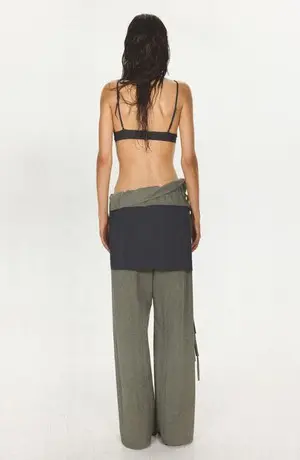 Mango Tied Overlay Wide Leg Pants