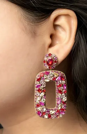 Deepa Gurnani Libi Drop Earrings - Fuchsia