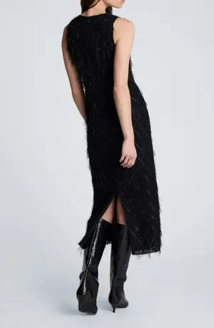 KENNETH COLE Fringe Racerback Midi Sheath Dress