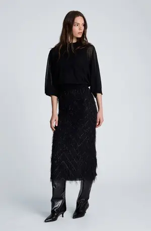 KENNETH COLE Fringe Racerback Midi Sheath Dress