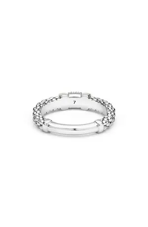 Lagos Signature Caviar 14k Gold Diamond Band Ring