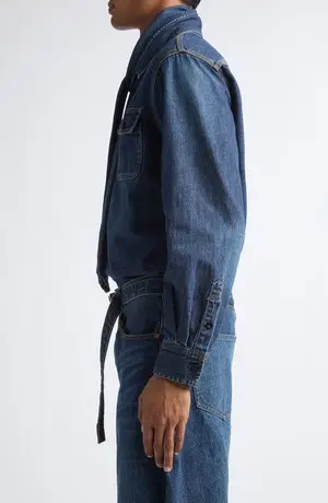 Sacai Tie Neck Denim Button-up Shirt