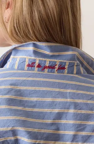 Marine Layer Jane Relaxed Striped Shirt - Blue Stripe
