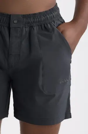 BOSS Flux Swim Trunks With Quick-dry Finish - Black