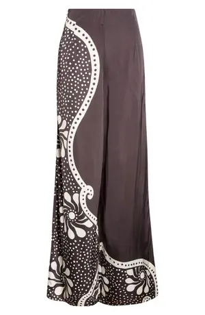 Zimmermann Valiant Panelled Silk & Lace Maxi Skirt - Chocolate