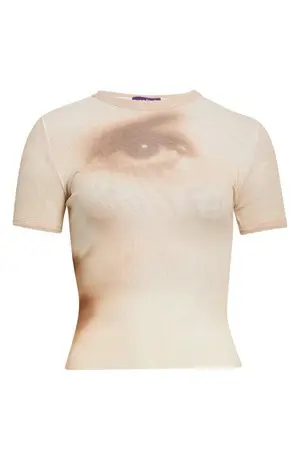 Beige Mesh Top