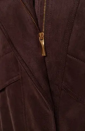 Donna Karan New York Faux Suede Zip-front Jacket