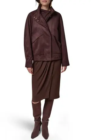 Donna Karan New York Faux Suede Zip-front Jacket