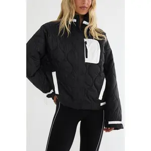 Beach Riot Quilted Jacket With Stand Collar And Zip Pockets