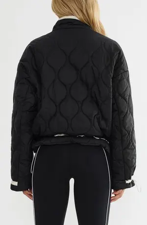 Beach Riot Quilted Jacket With Stand Collar And Zip Pockets