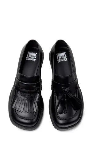 Camper Donna Twins Mismatch Loafers With Fringe And Tassels - Black