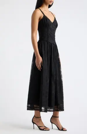 EN SAISON Floral Embroidered Corset Maxi Dress