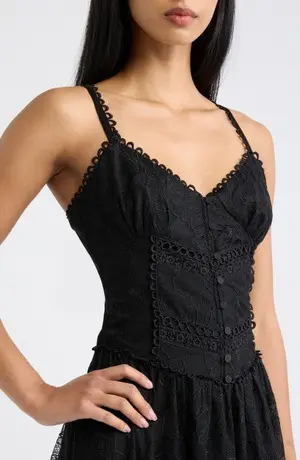 EN SAISON Floral Embroidered Corset Maxi Dress