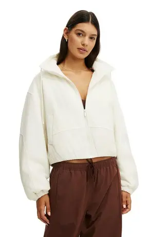 Cotton:on Polar Fleece Padded Bomber Jacket - Cloud Dancer