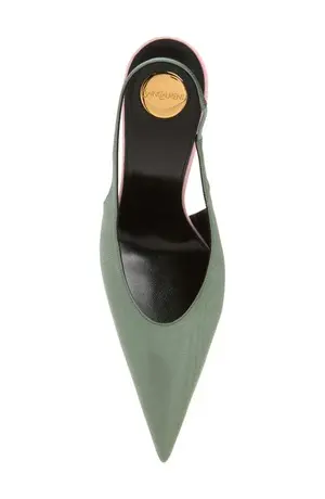 Saint Laurent Allure Strass Clear Heel Pointed Toe Slingback Pump - Flannel