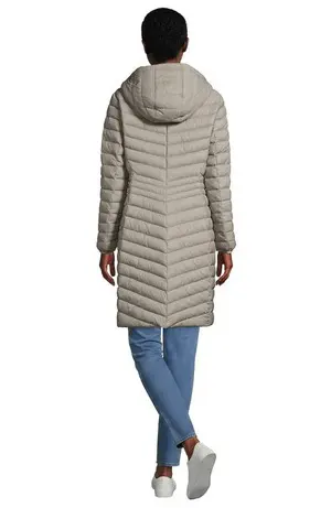 LANDS' END Ultralight Packable Down Coat - Soft Mushroom