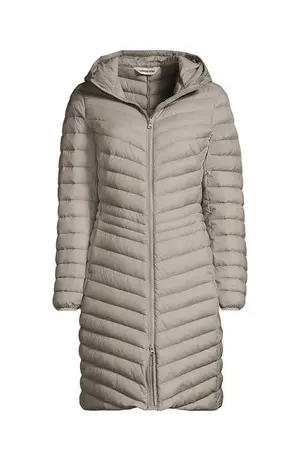 LANDS' END Ultralight Packable Down Coat - Soft Mushroom