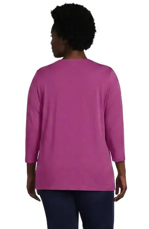 LANDS' END 3/4 Sleeve Supima Cotton Tunic - Light Raspberry