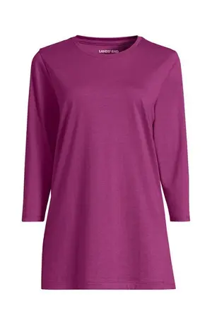 LANDS' END 3/4 Sleeve Supima Cotton Tunic - Light Raspberry