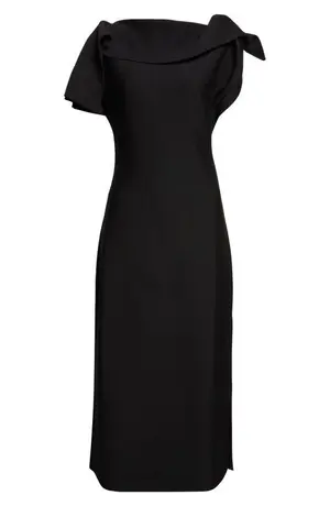 OSCAR DE LA RENTA Drape Neck Sweater Dress