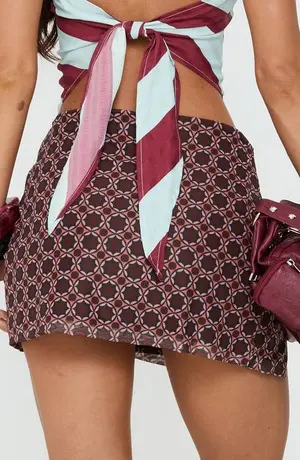 Princess Polly Aztro Micro Miniskirt With Geometric Print And Side Slit