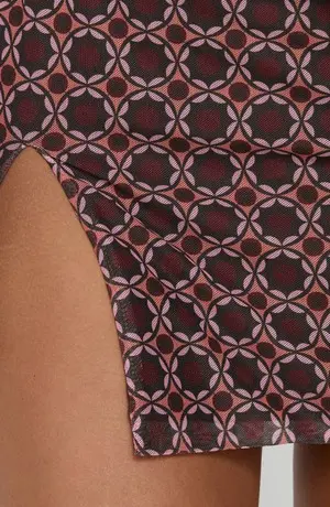 Princess Polly Aztro Micro Miniskirt With Geometric Print And Side Slit