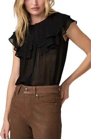 Paige Lucia Double Ruffle Collar Top - Black