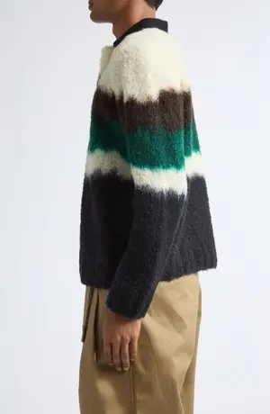 Sacai Chusen Dyed Wool Blend Polo Sweater - Black Multi