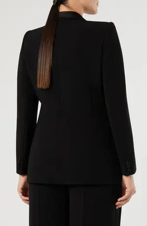 Marina Rinaldi Satin Lapel Double-breasted Tuxedo Jacket