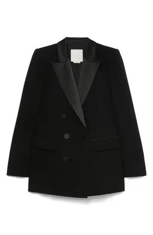 Marina Rinaldi Satin Lapel Double-breasted Tuxedo Jacket