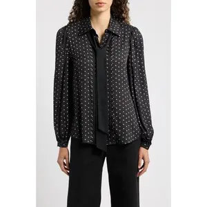 Kobi Halperin Julian Silk Blend Tie Neck Shirt - Black Multi