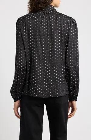 Kobi Halperin Julian Silk Blend Tie Neck Polka Dot Blouse