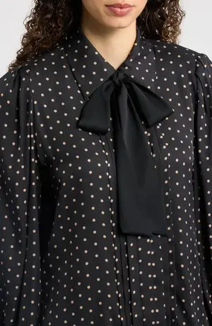 Kobi Halperin Julian Silk Blend Tie Neck Polka Dot Blouse